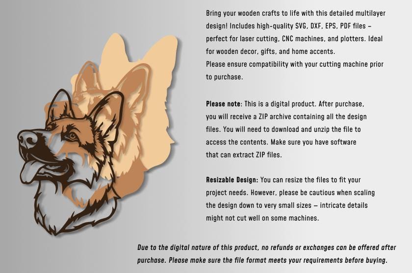 German Shepherd 3D SVG Multilayer, DXF Laser Cut, Dog, Layered Dog ...