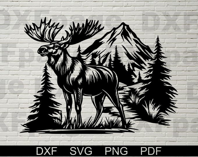 Moose Scene Dxf, Animals Cut File for Laser Dxf Plasma Cnc Metal Wall ...