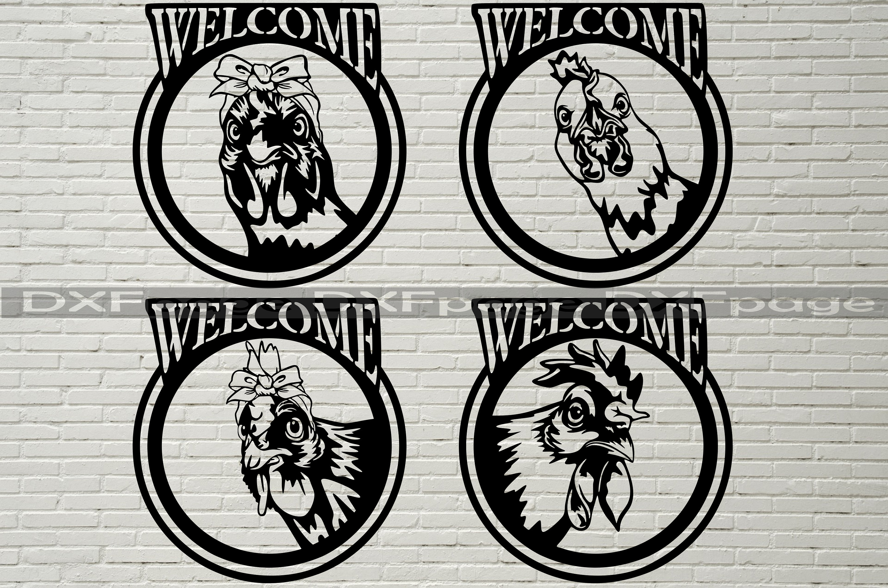 Chicken welcome sign DXF SVG Silhouette dxf Peeking SVG for | Etsy