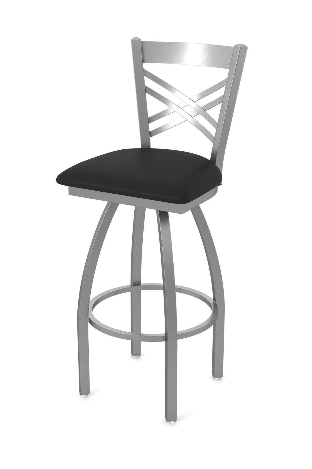 Outdoor Stainless Steel Bar Stool | Cross Back Metal Frame With Swivel ...