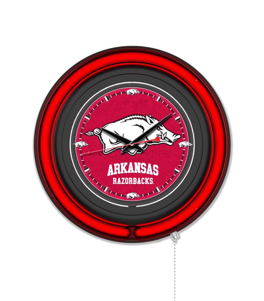 University of Arkansas Neon Clock | UA Razorbacks 15" Neon Clock - Etsy