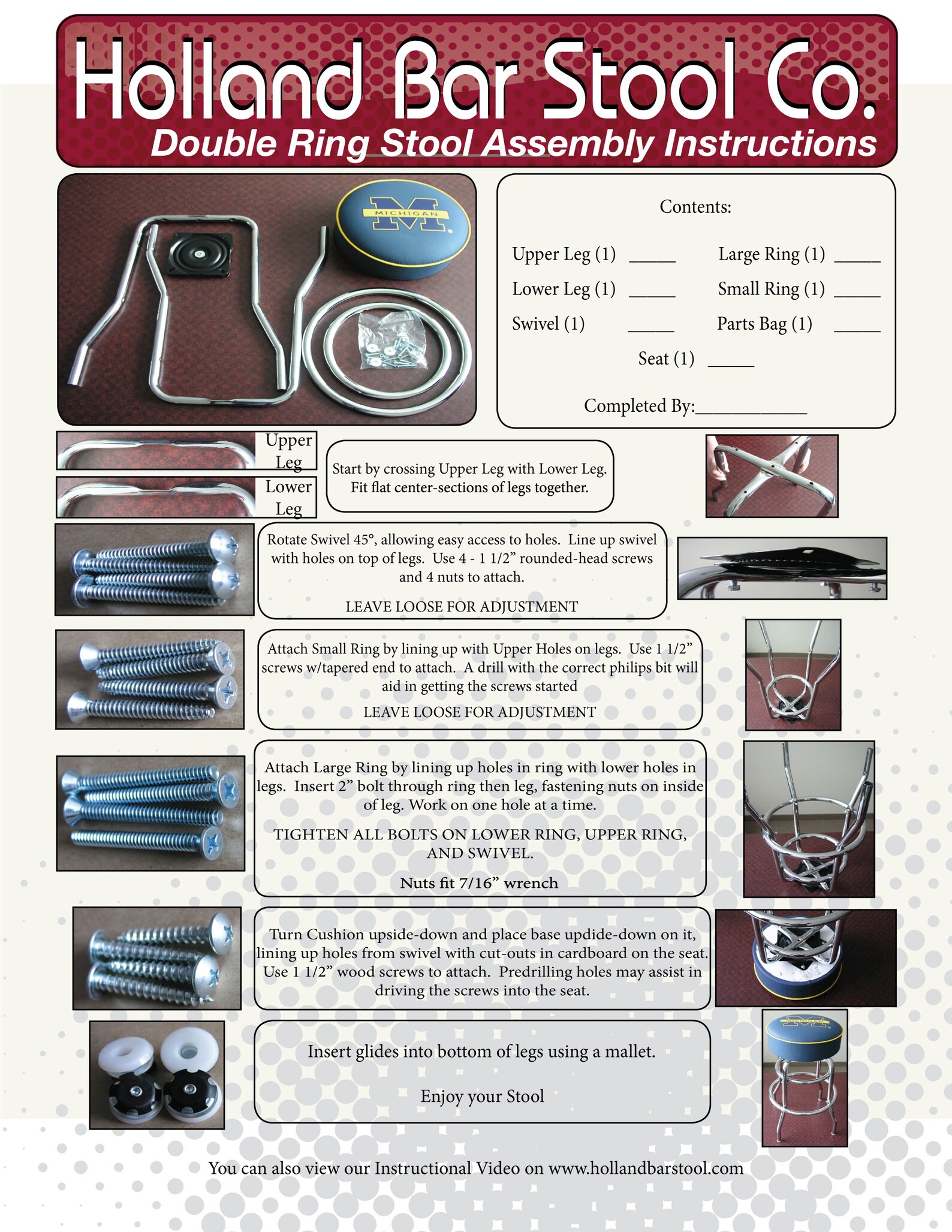 University of Minnesota Logo Double Ring Bar Stool Premium Bar Stool ...