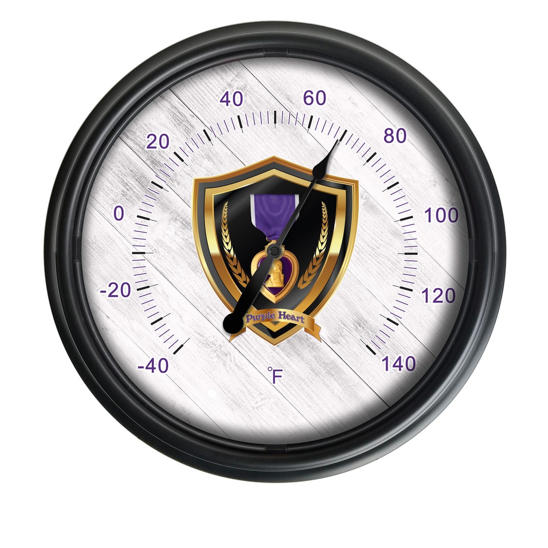 Purple Heart LED Wall Thermometer | US Military Outdoor Thermometer - Etsy