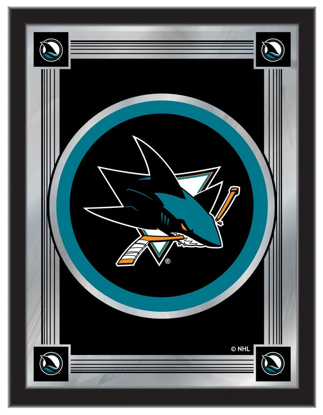 San Jose Sharks Logo Wall Mirror | Premium NHL Team Mirror Hanging Wall ...