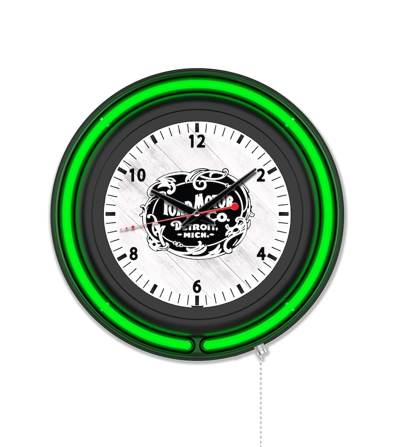 Custom 15" Neon Clock | Personalized Retro Garage Clock | Chrome Case ...
