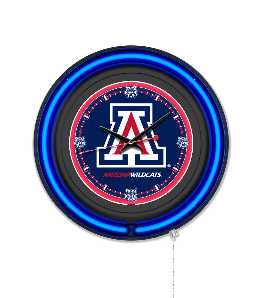 Arizona Wildcats Neon Clock | 15” Double Neon Retro Game Room Wall ...