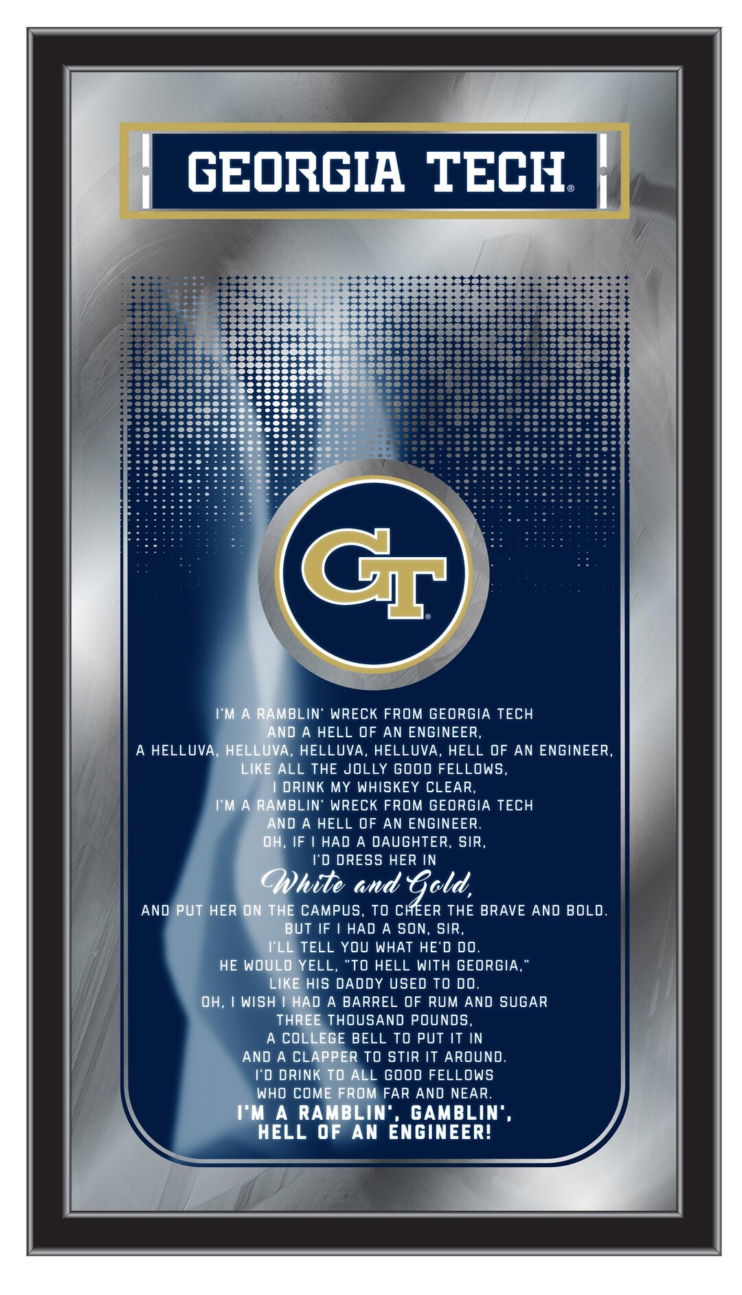 Georgia Tech Fight Song Wall Mirror GT Yellowjackets - Etsy