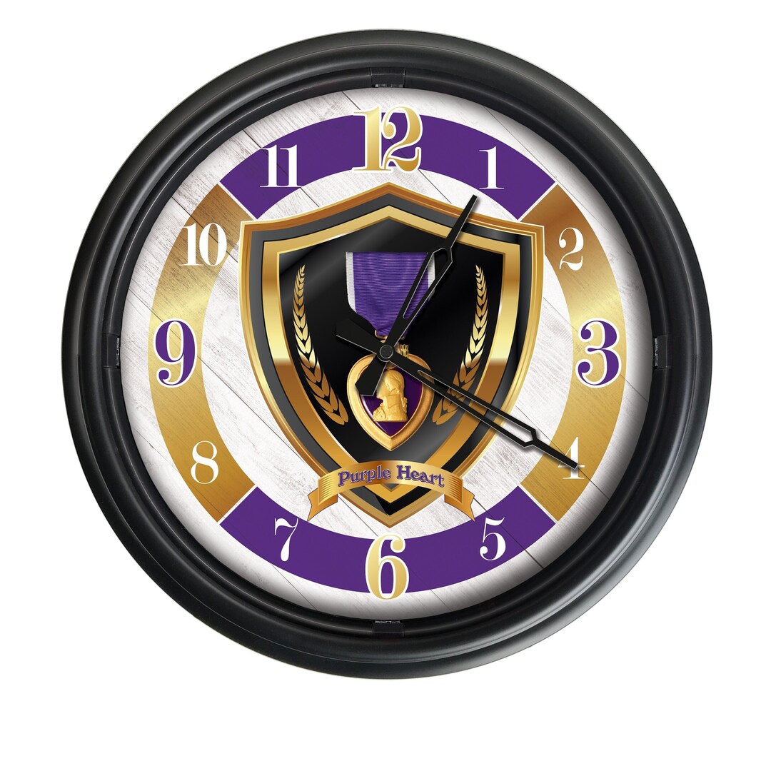 Purple Heart Indoor/outdoor LED Wall Clock | Military Badge of Honor ...