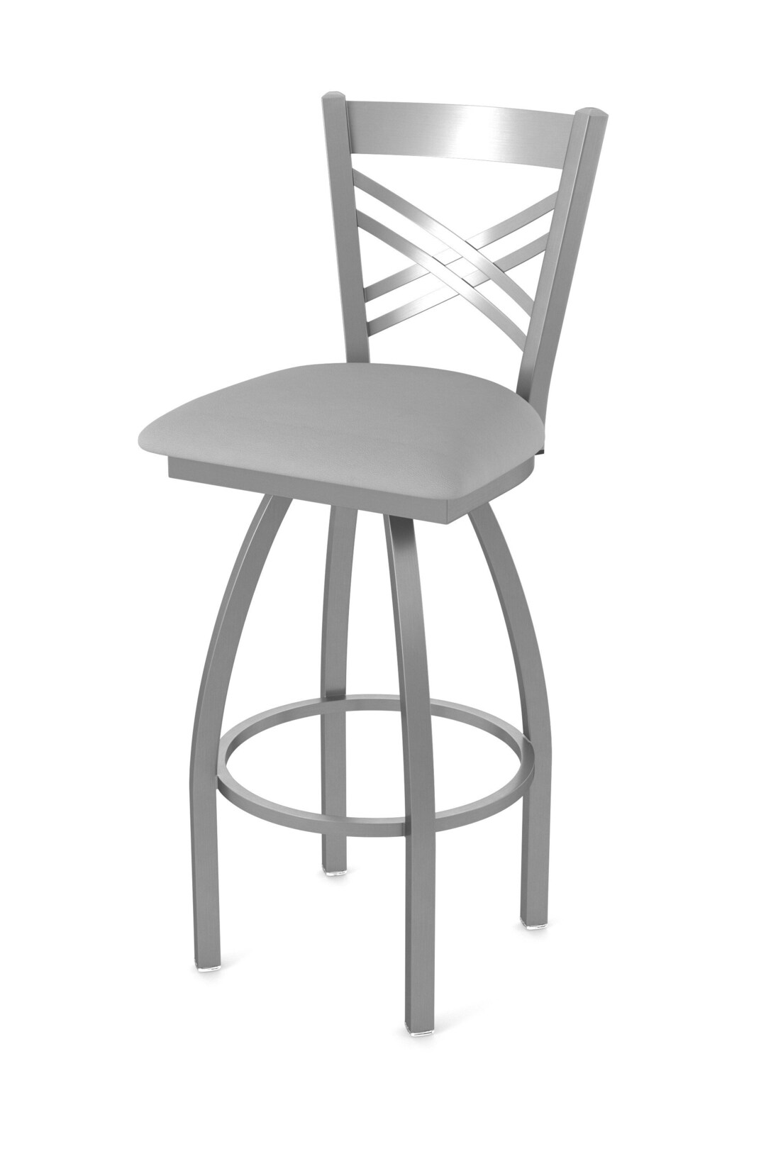 Outdoor Stainless Steel Bar Stool | Cross Back Metal Frame With Swivel ...