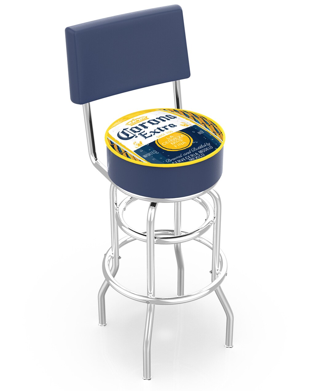 Corona label Logo Double Ring Bar Stool Premium Bar Stool With Backrest ...