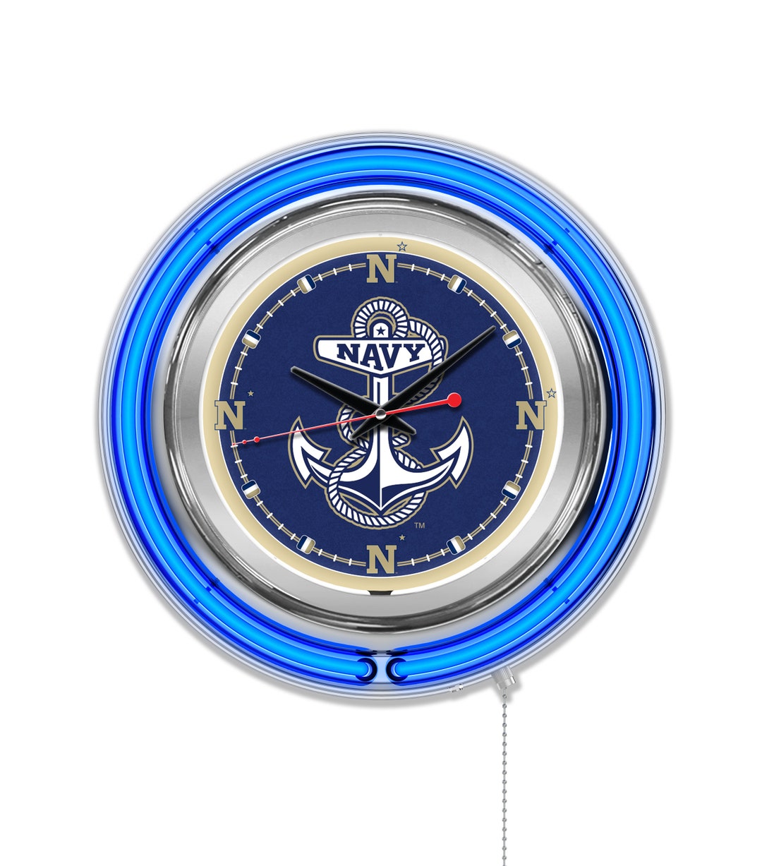 US Naval Academy NAVY Neon Clock | USNA Midshipmen 15" Neon Clock - Etsy