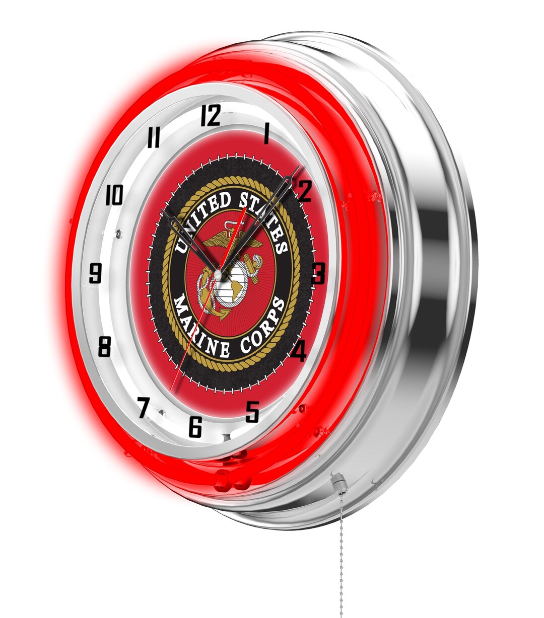 US Marine Corps 19” Double Neon Clock | USMC Military Logo Wall Decor ...