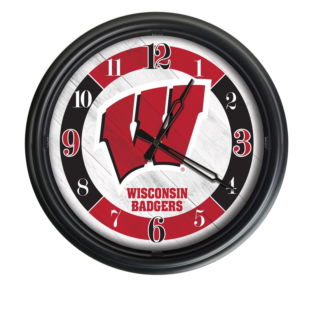 University of Wisconsin (W) LED Wall Clock | UW Badgers Outdoor Clock ...