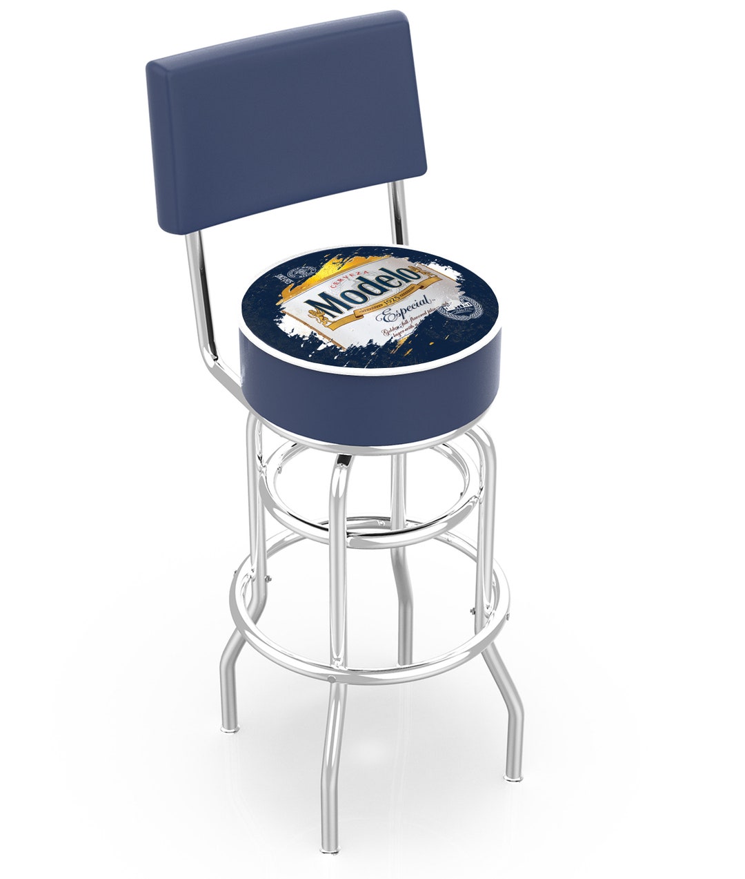 Modelo label Logo Double Ring Bar Stool Premium Bar Stool With Backrest ...