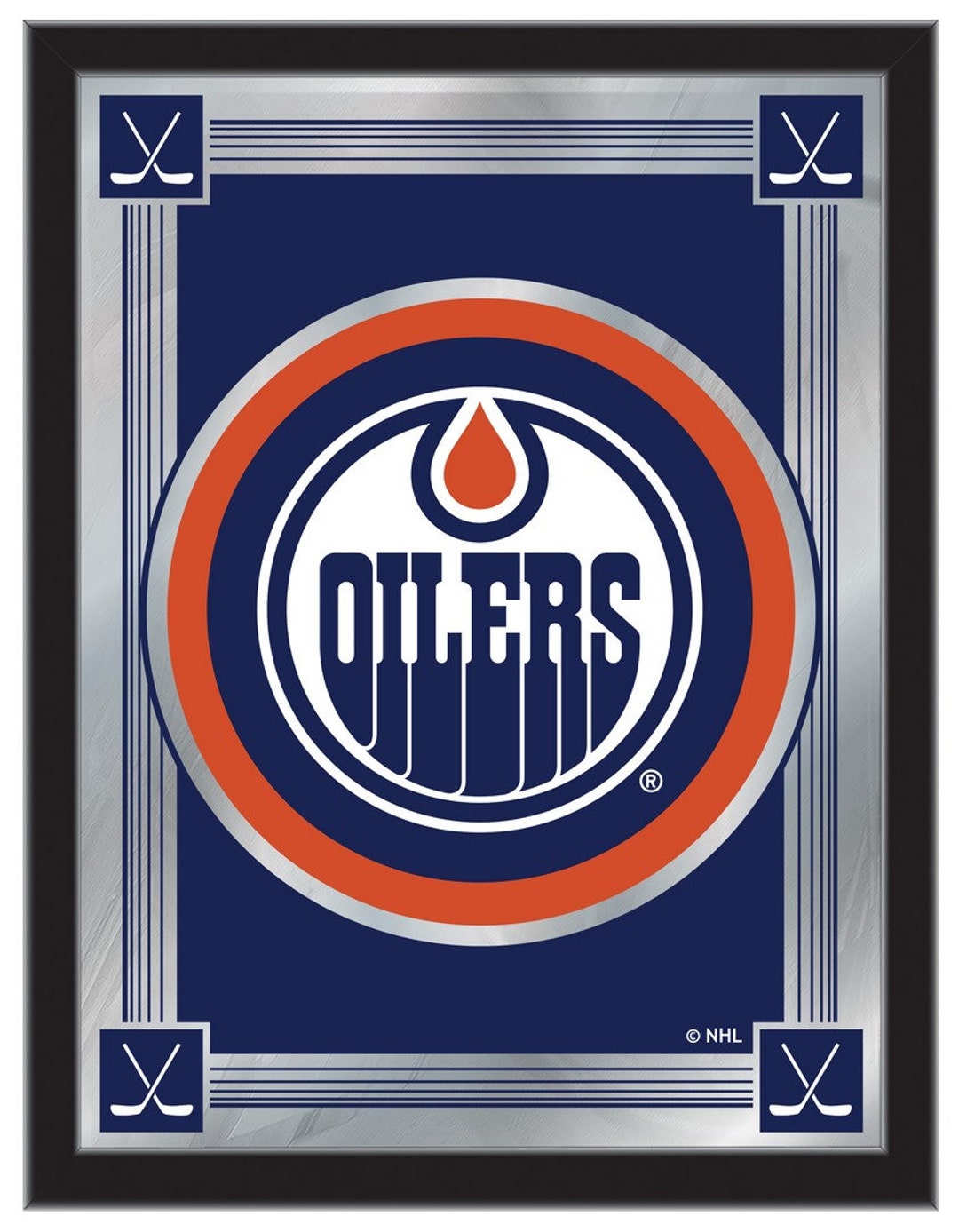 Edmonton Oilers Logo Wall Mirror Premium NHL Team Mirror Hanging Wall ...