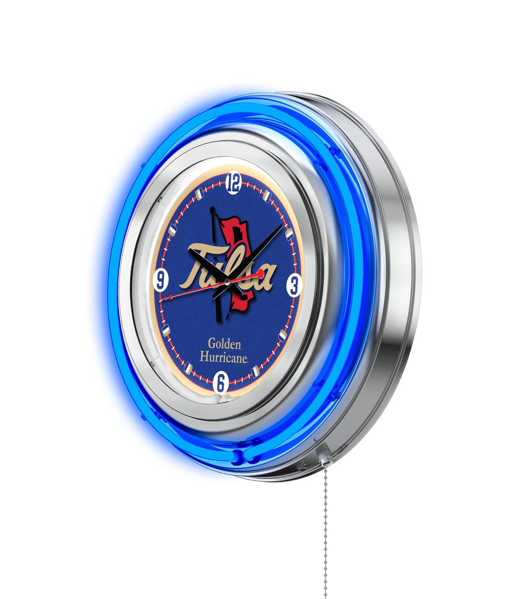 Tulsa Golden Hurricane Neon Clock | 15” Double Neon Retro Game Room ...