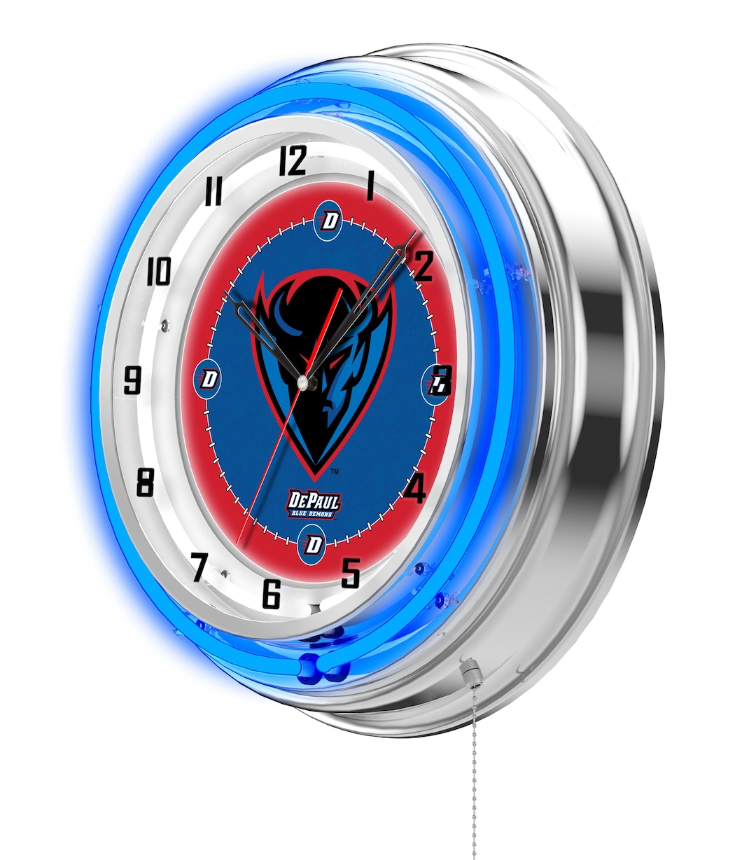 Depaul 19” Double Neon Clock | DU Blue Demons Logo Wall Decor - Etsy