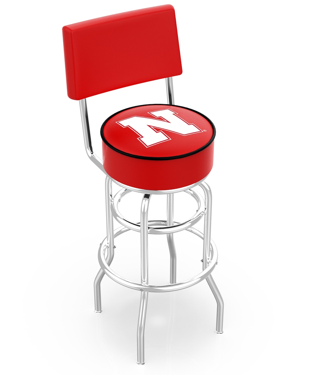 University of Nebraska Logo Double Ring Bar Stool | Premium Bar Stool ...