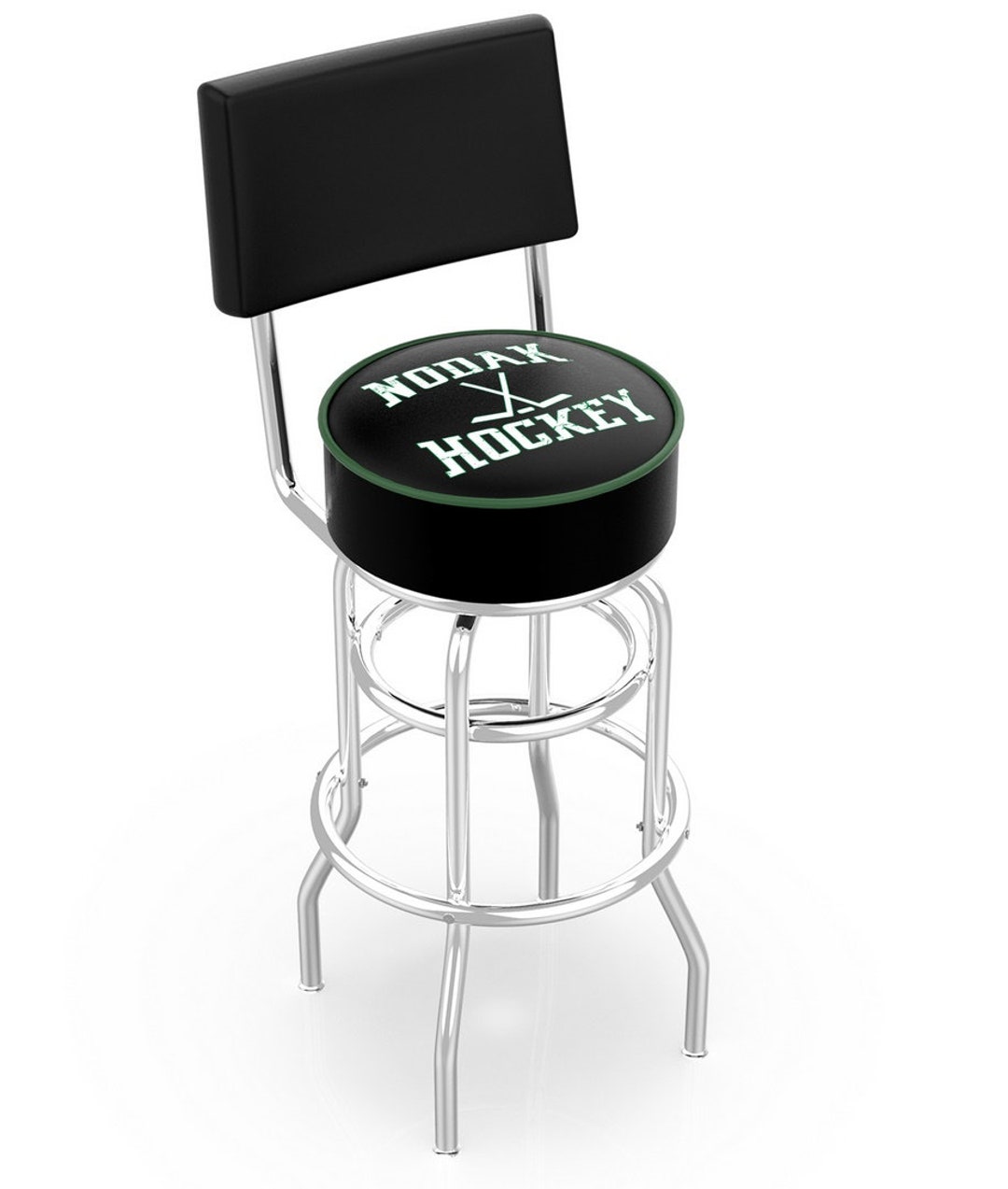 Nodak Hockey Logo Double Ring Bar Stool | Premium Bar Stool With Backrest and Swivel 360 - Etsy