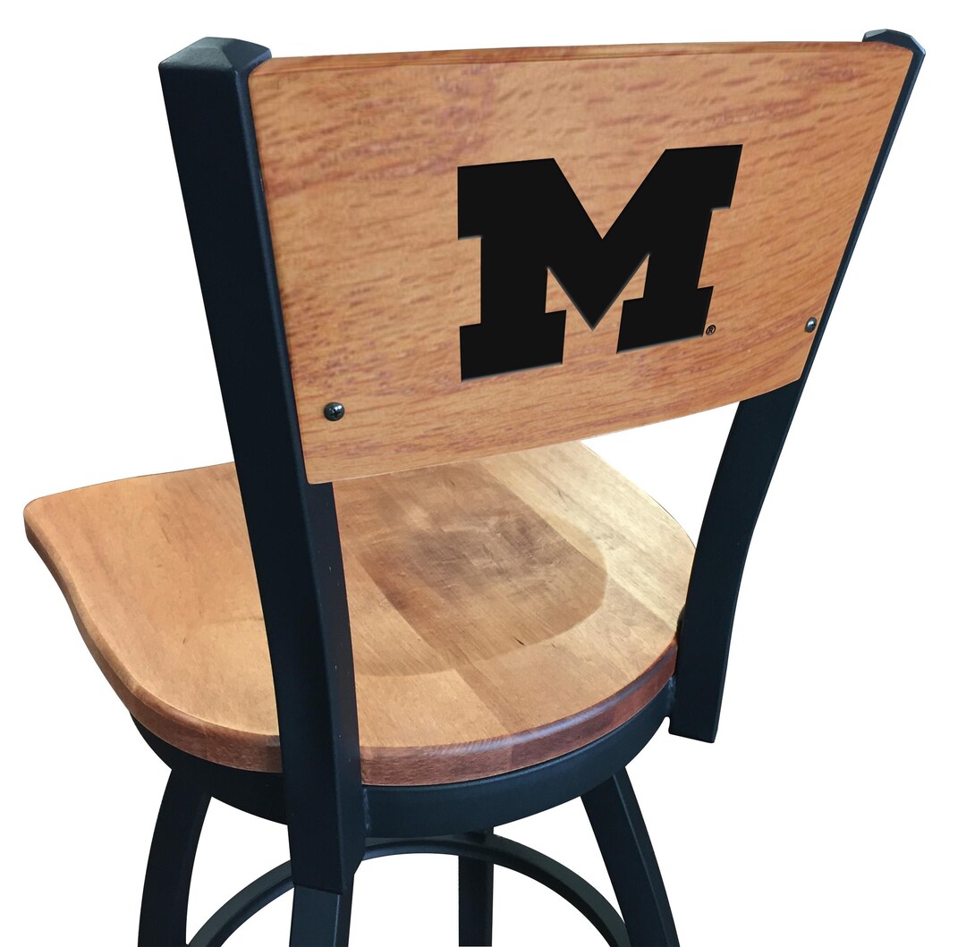 University of Michigan Wolverines Bar Stool | Laser Engraved Wood ...
