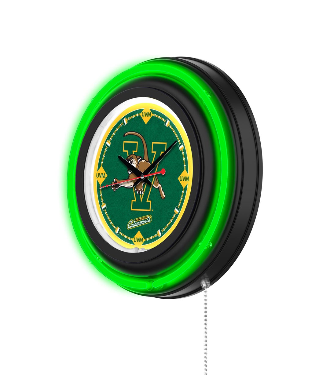 University of Vermont Neon Clock | UV Catamounts 15" Retro Chrome Neon ...