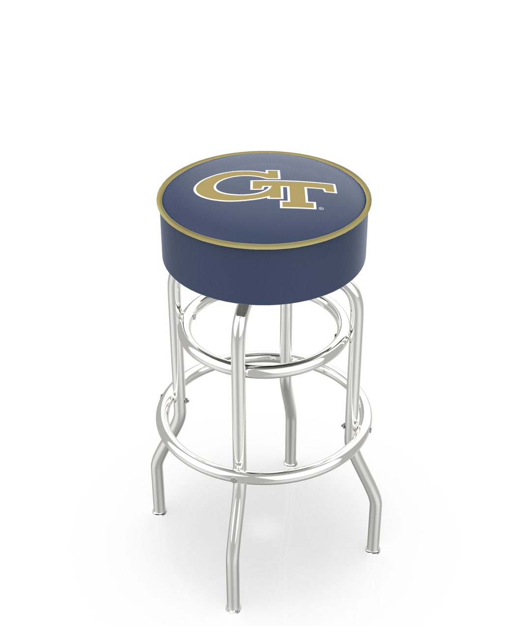 Georgia Tech Premium Double Ring Bar Stool With Logo 360 Swivel Retro ...