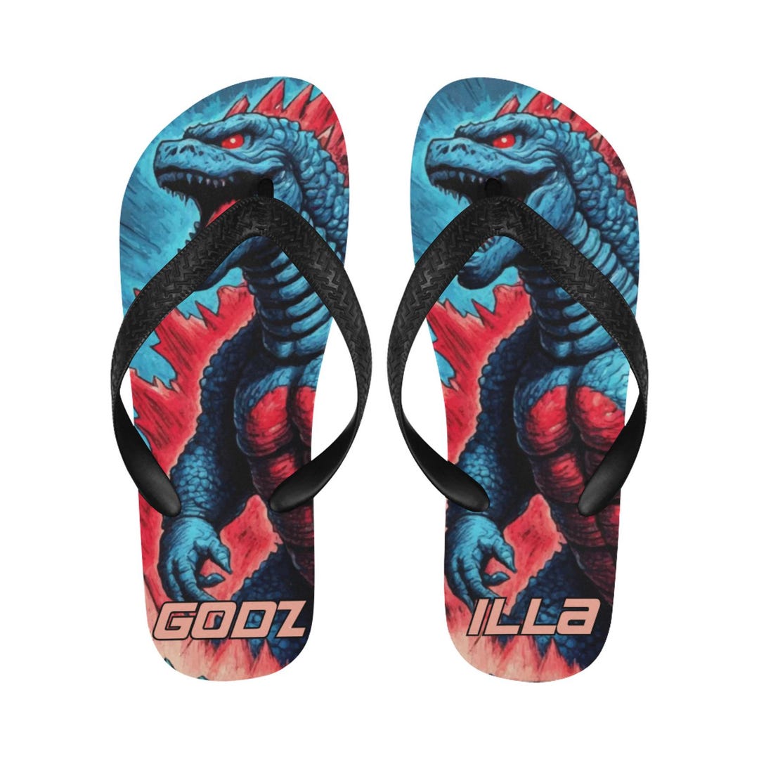 Godzilla Flip Flops,summer Footwear for Godzilla Lovers,beach Shoes ...