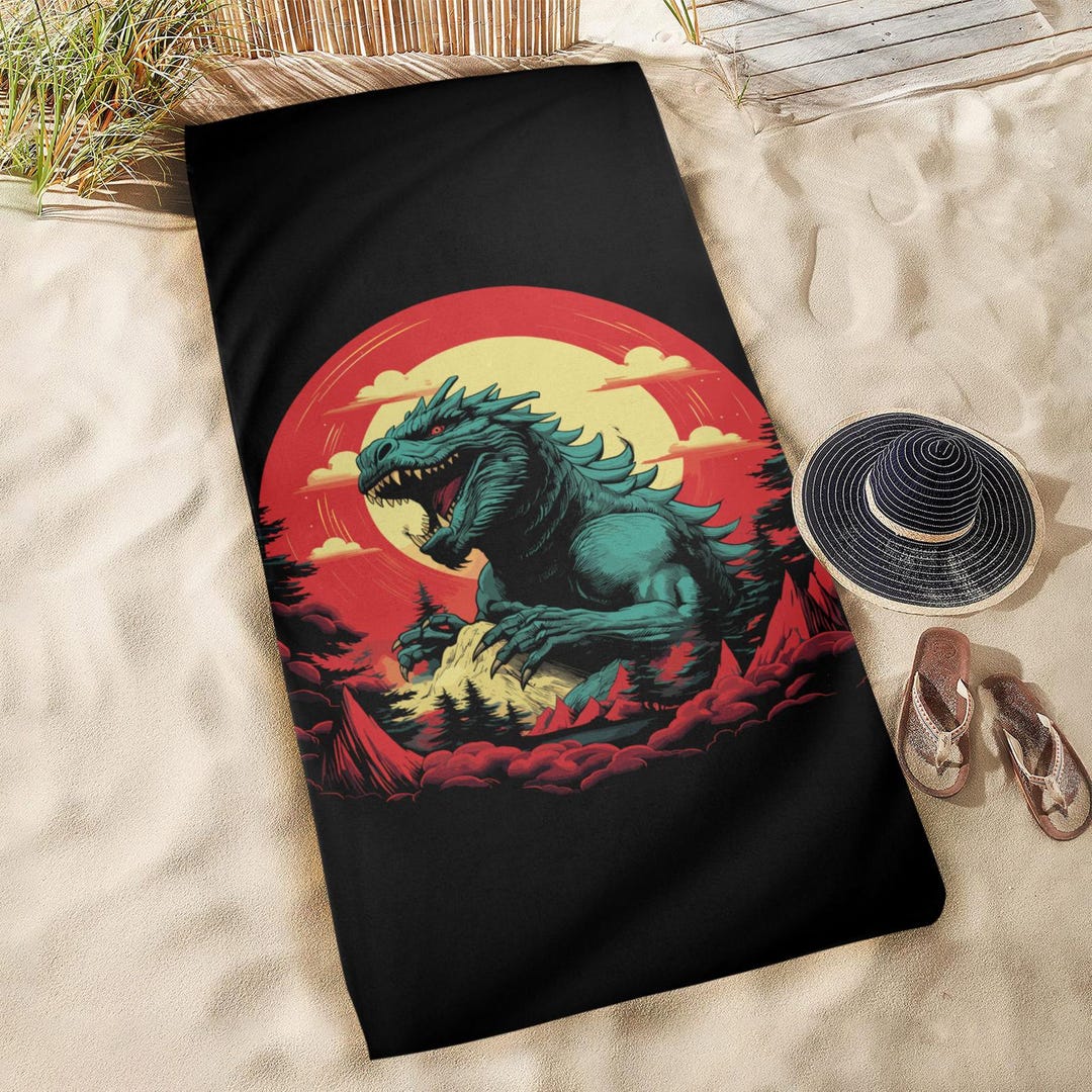 Beach Towel Godzilla Beach Towel Gojira Beach Towel Kaiju Gift Towel ...