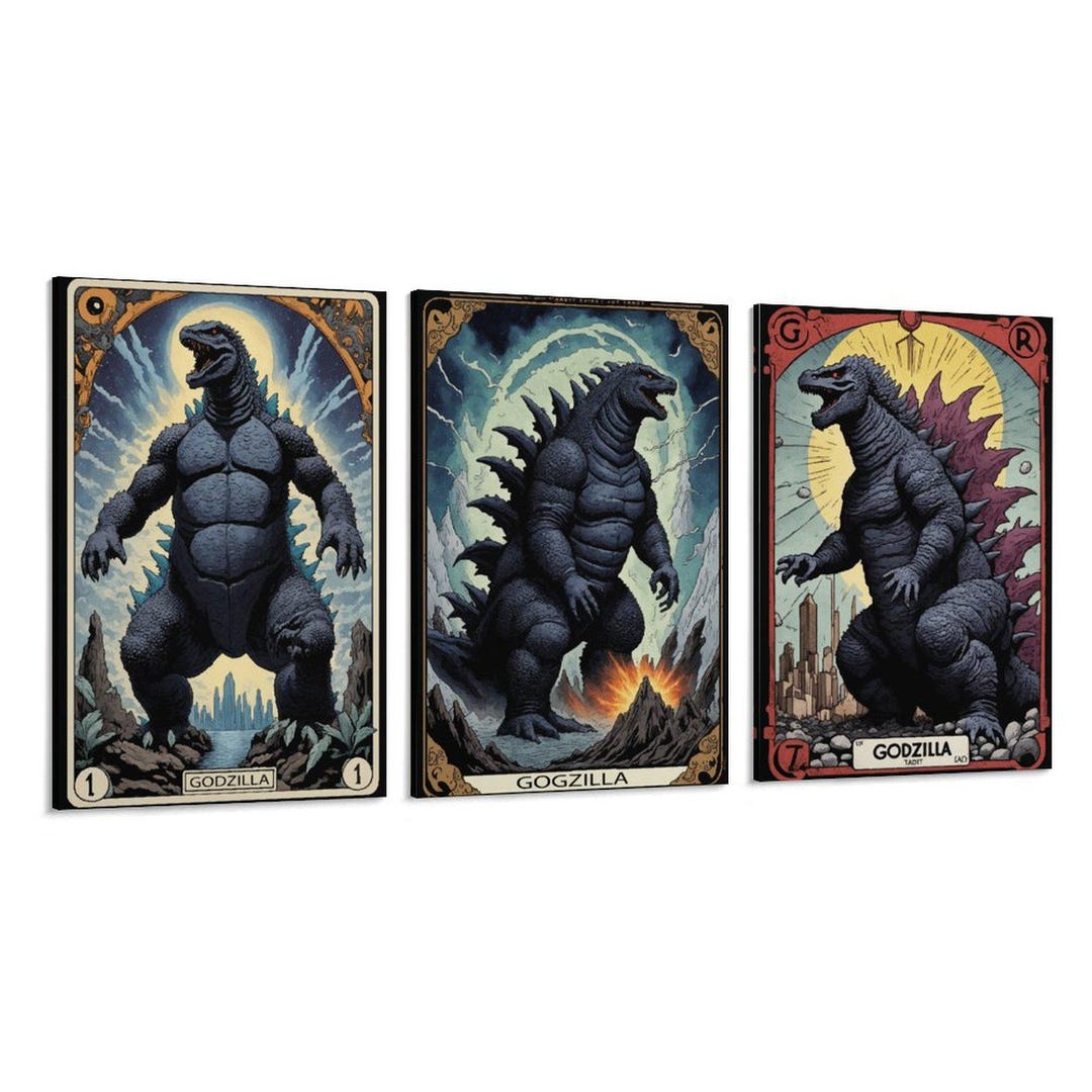 Godzilla Triptych Decorative Frame 3 Pieces Wall Hangings Godzillas - Etsy