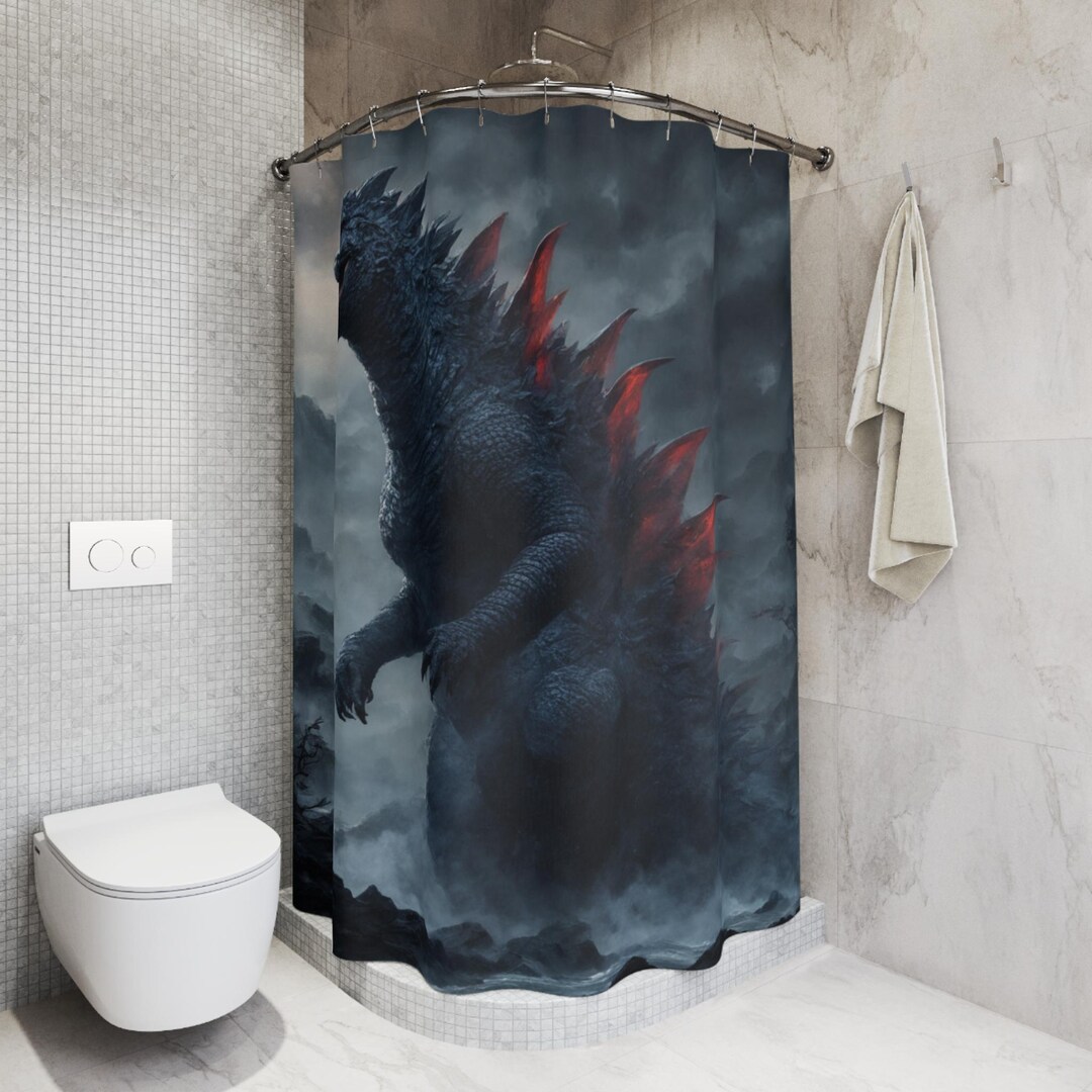 Epic Godzilla Shower Curtain, Monster Movie Décor, Bathroom Accessories, Unique Gift for Film ...