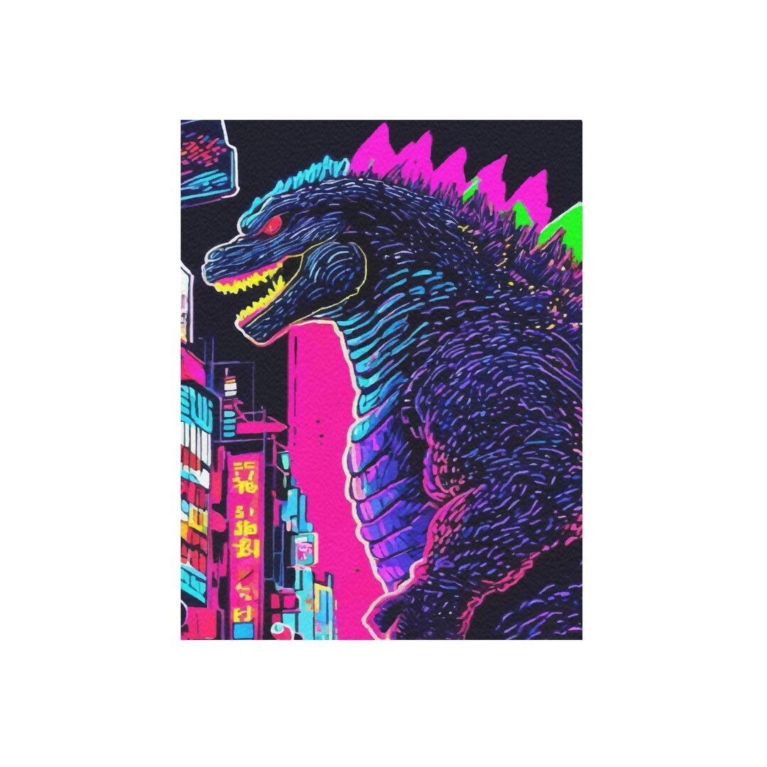 Godzilla Canvas Print Godzillas Print Art Canvas Gojira Neon Print ...