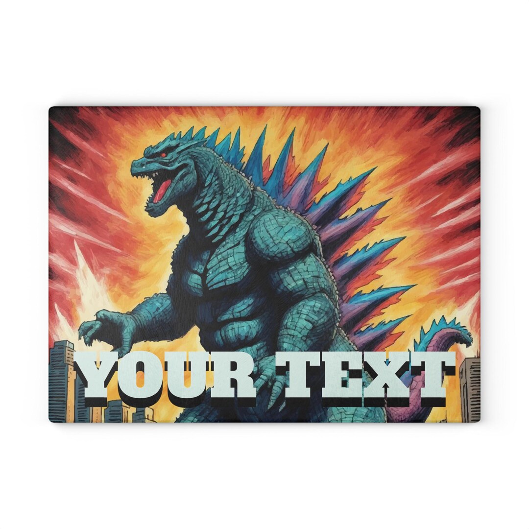 Godzilla Glass Cutting Board Rectangle Gift - Etsy