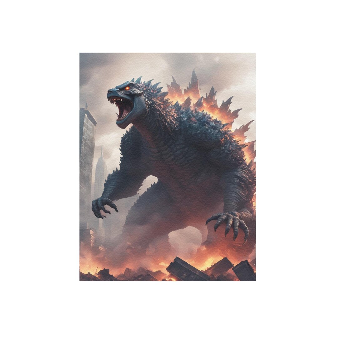 Godzilla Canvas Godzilla Canvas Print Gojira Canvas Kaiju Print Monster ...