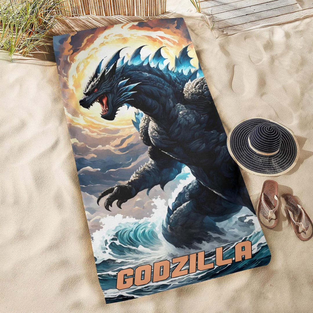 Godzilla Beach Towel Godzilla Beach Towel Beach Towel Kaiju Comics ...