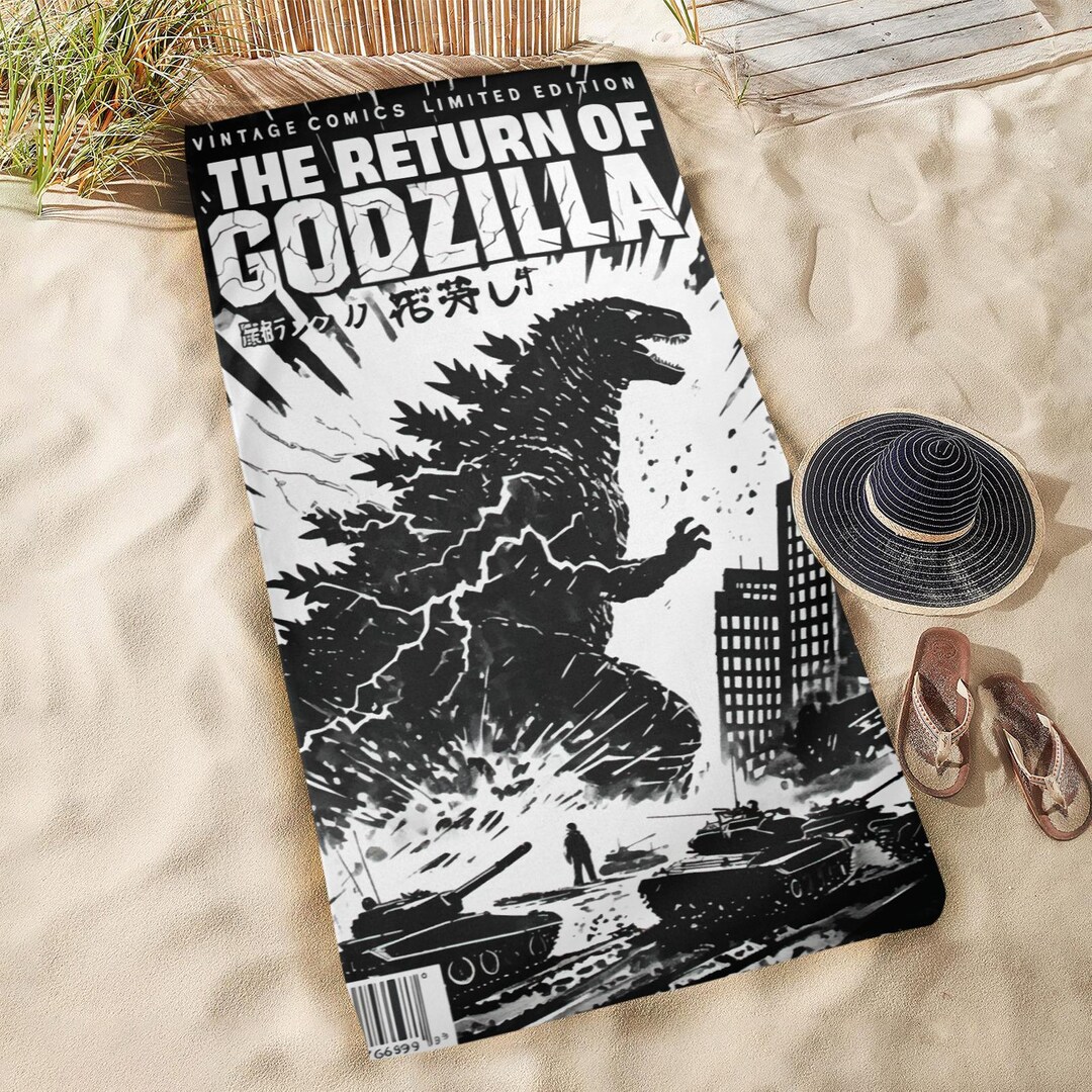 Beach Towel Godzilla Towel Gojira Beach Towel Kaiju Beach Towels - Etsy