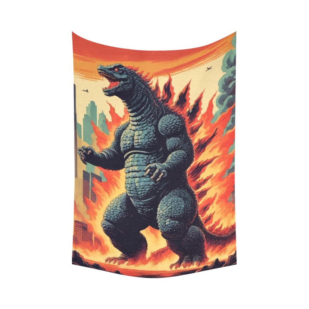 Wall Tapestry Wall Art Godzilla Tapestry Gojira Tapestry Kaiju Tapestry ...