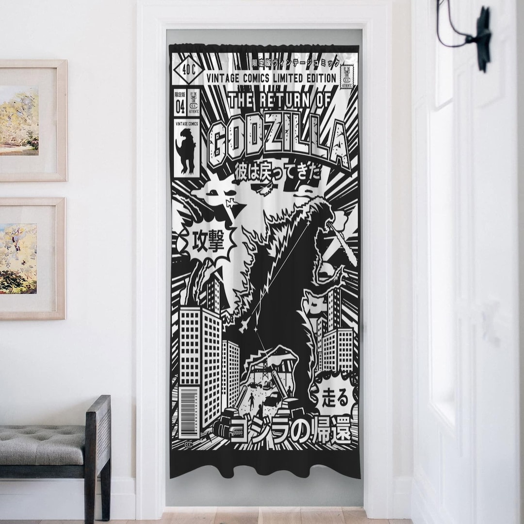 Door Curtain Godzilla Room Dividers Doorway Curtain for Home Kitchen ...