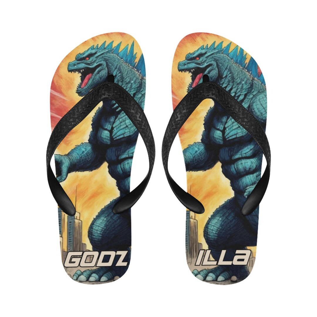Godzilla Beach Slippers Godzilla Flops Summer Footwear for Godzilla ...