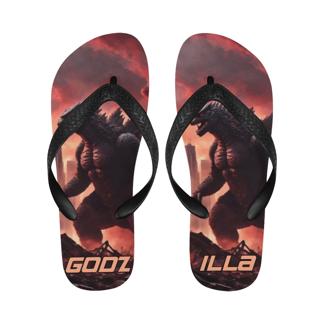 Beach Slippers Flip Flops Godzilla Footwear Godzilla Sandals Godzillas ...