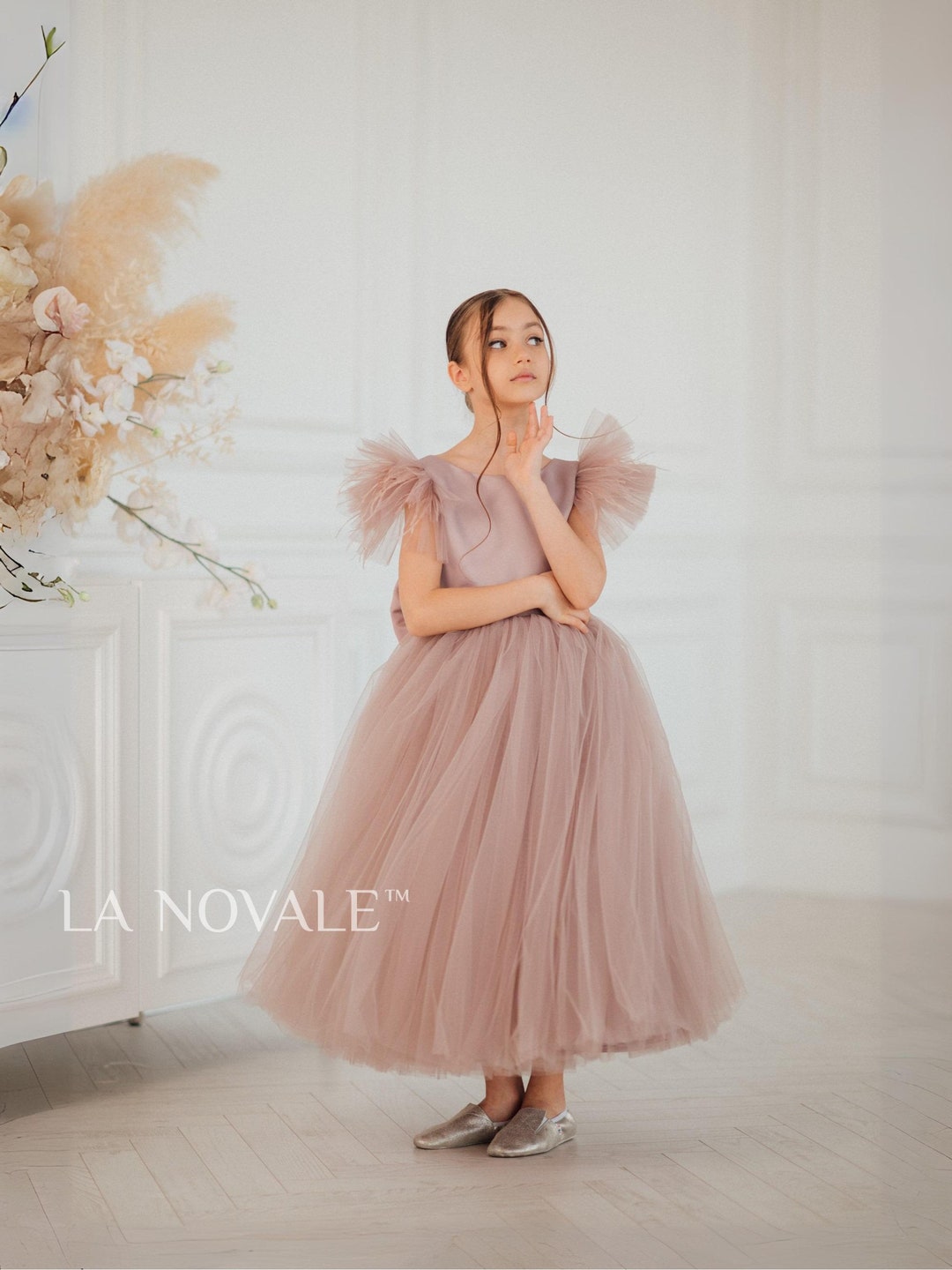 Ceremony Girls Dress With Feathers, Kindergarten Graduation Dress Midi ...