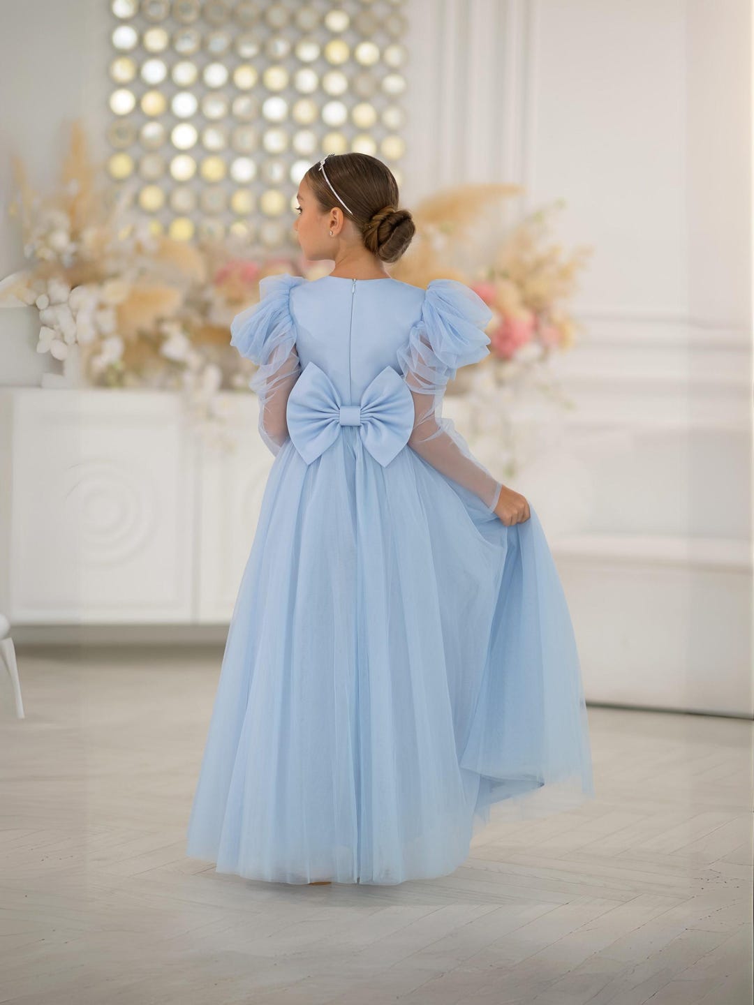 Kids Religious Ceremony Dress in Baby Blue, Modest Formal Dress for ...