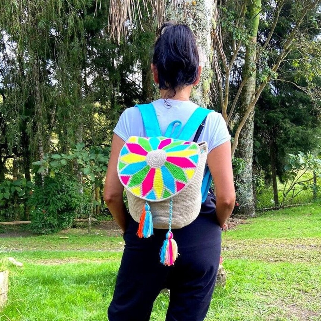 Blue Wayuu Backpack With Lid and Self-closing - Etsy