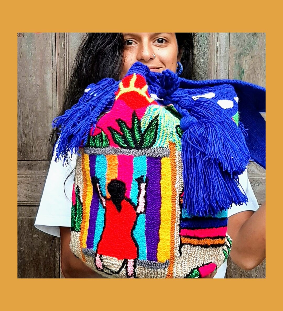 Large WAYUU Bag Upholstered With Wayuus Women's Drawing EXCLUSIVE Model ...
