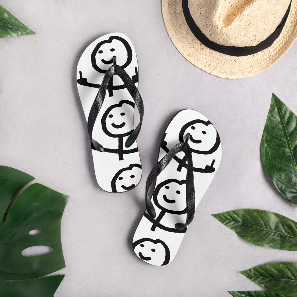 Middle Finger Stickman Meme Funny Joke Flip-flops Footwear Beach Rest ...