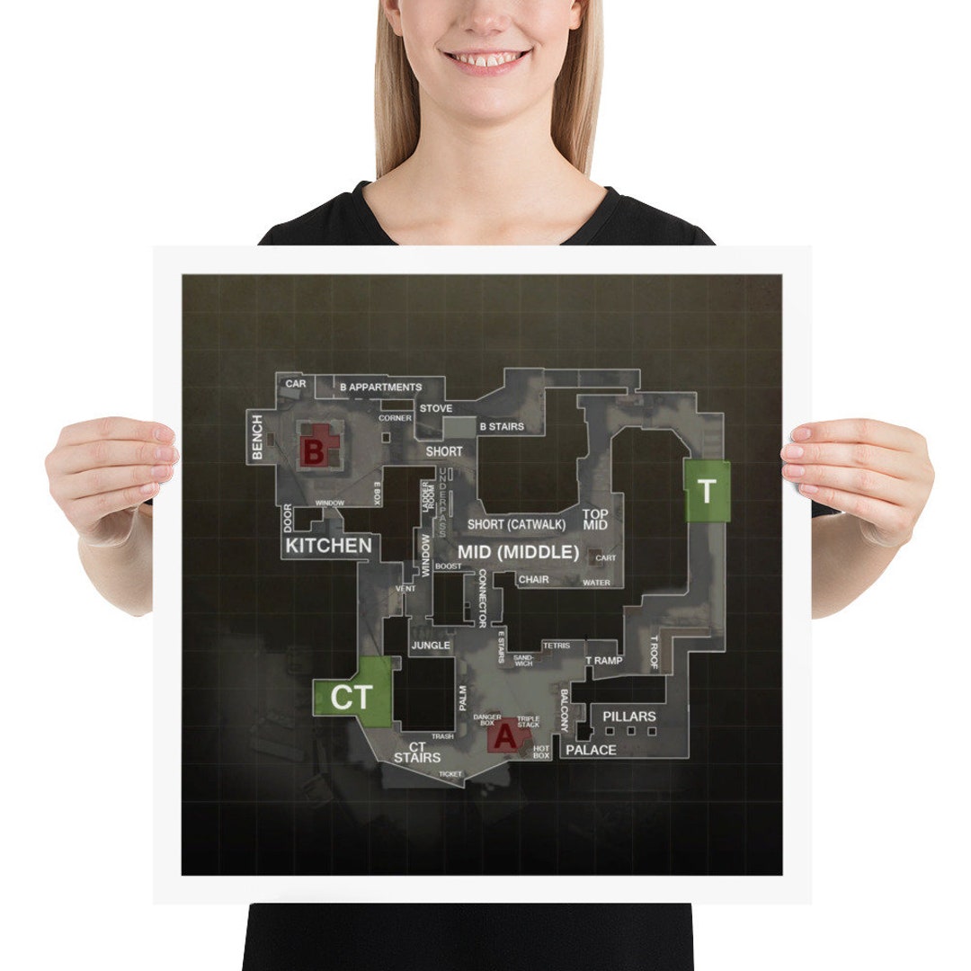 CSGO Mirage Map Callouts Poster Wall Decor Game Overview Layout Gaming ...