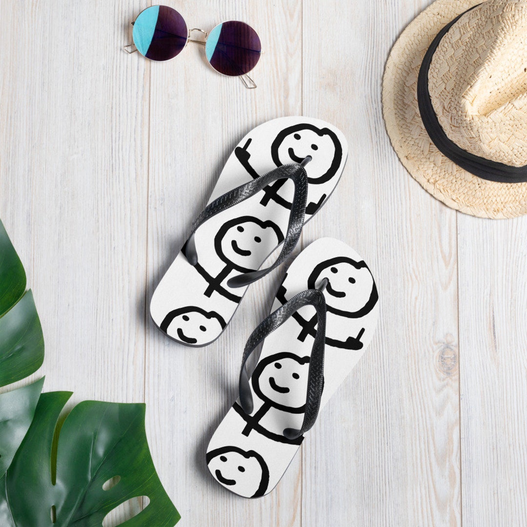 Middle Finger Stickman Meme Funny Joke Flip-flops Footwear Beach Rest ...