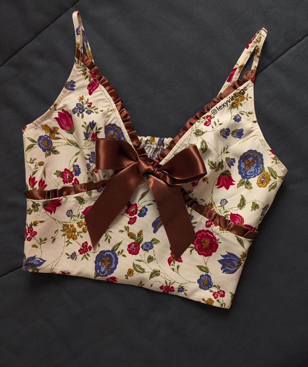Handmade Bustier Top With Floral Patterns, Size S/M, Elastic Back ...