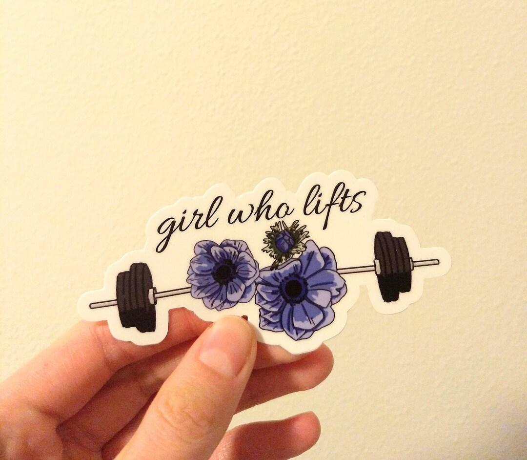 Girl Who Lifts Barbell Sticker for Water Bottle / Laptop / - Etsy