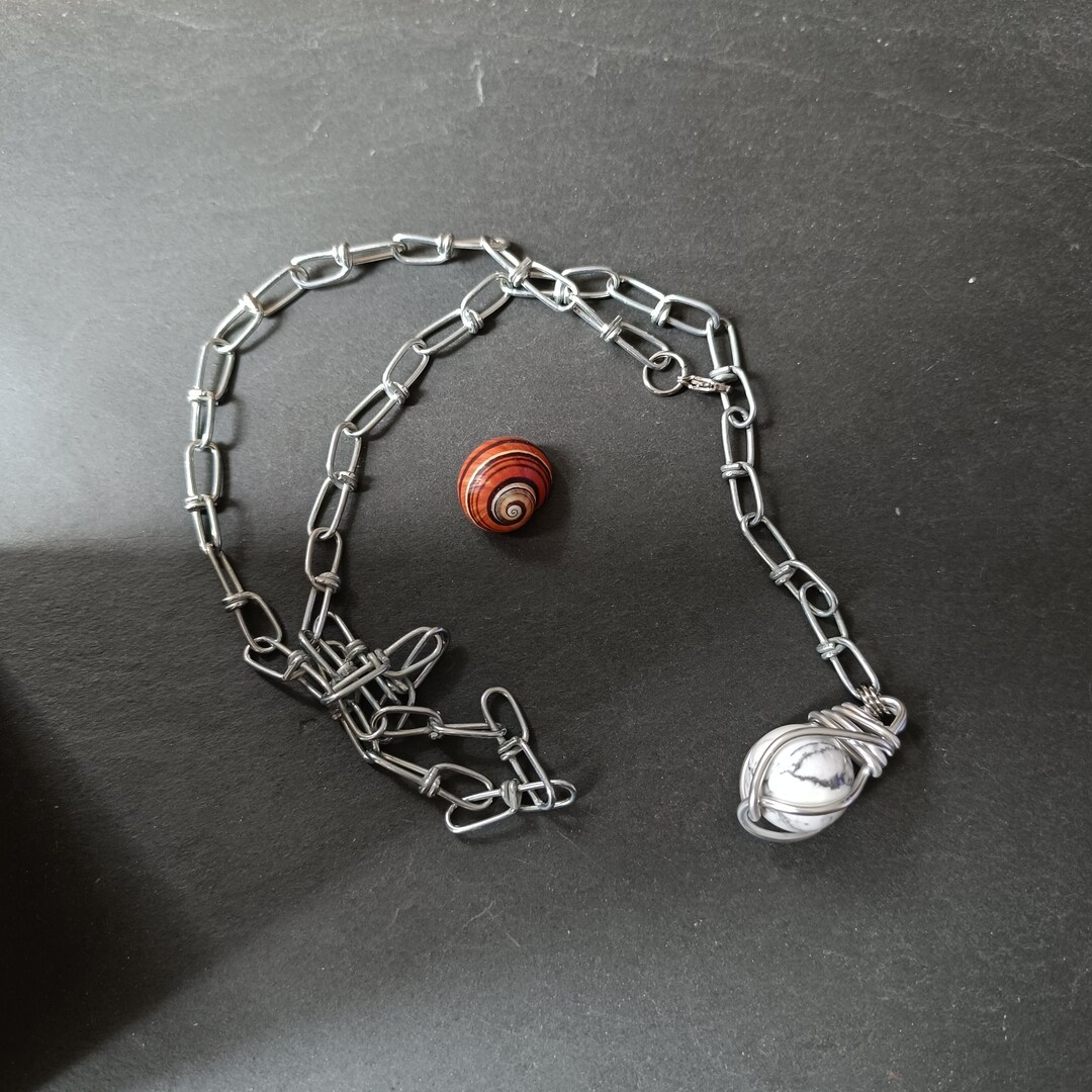 Tin-plated Chain With Howlite Ball Pendant. Costume Jewelry Chains ...