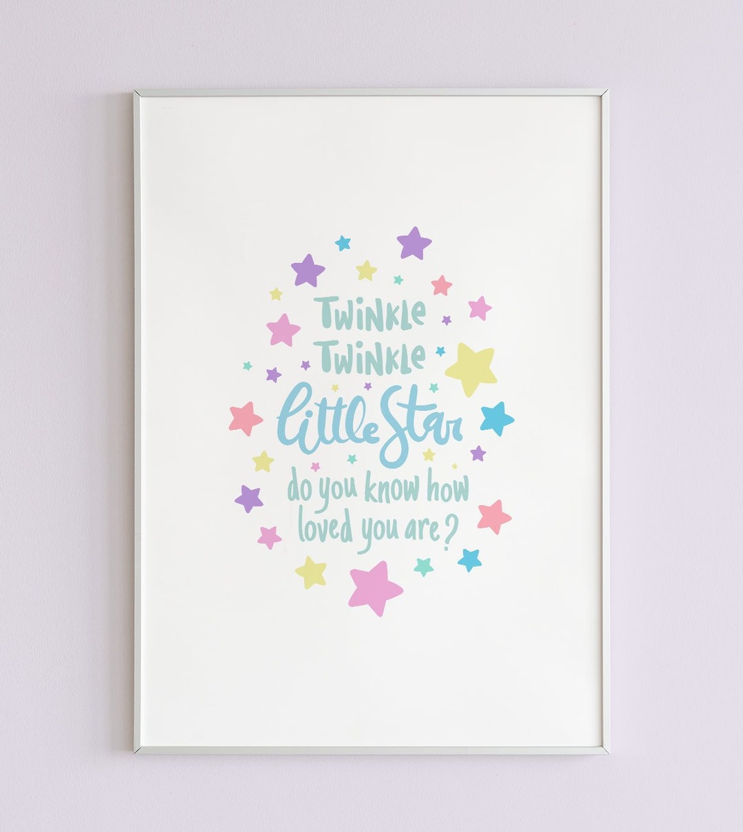 Nursery Rhyme Poster, Twinkle Twinkle Little Star, Kids Room, Pastel ...